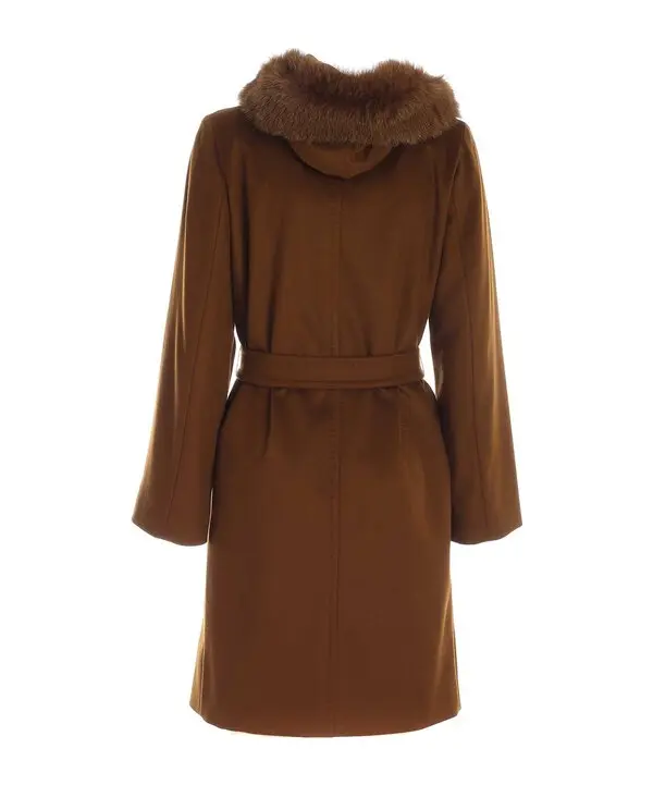 Max Mara Logo Coat With Removable Fur Collar