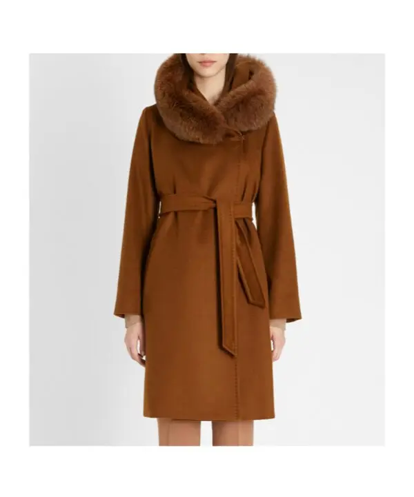 Max Mara Logo Coat With Removable Fur Collar