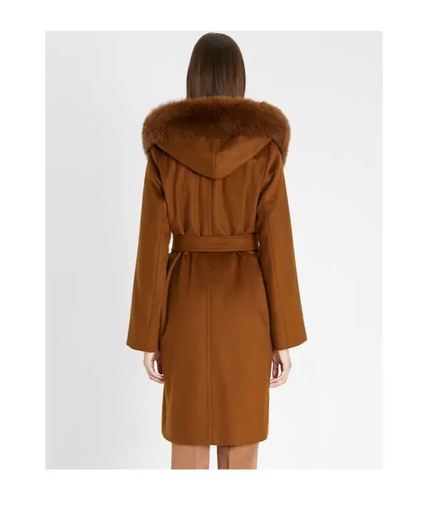 Max Mara Logo Coat With Removable Fur Collar