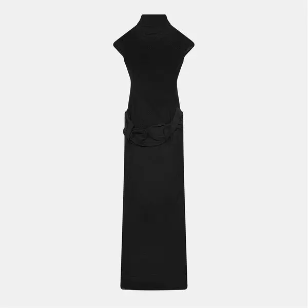 JEAN PAUL GAULTIER Sleeveless High Neck Maxi Dress With Pleated Detailing