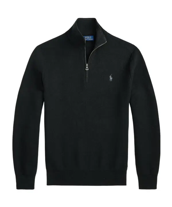 Polo Ralph Lauren Quarter Zip Cotton Sweatshirt - Black