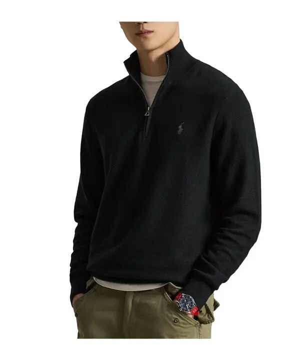 Polo Ralph Lauren Quarter Zip Cotton Sweatshirt - Black