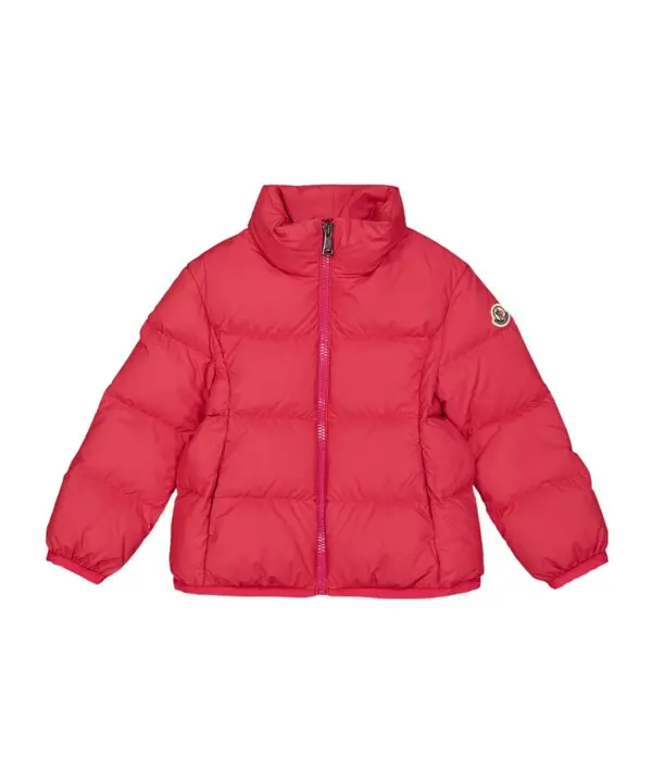 Moncler Quilted Down Jacket With Logo Patch - Red