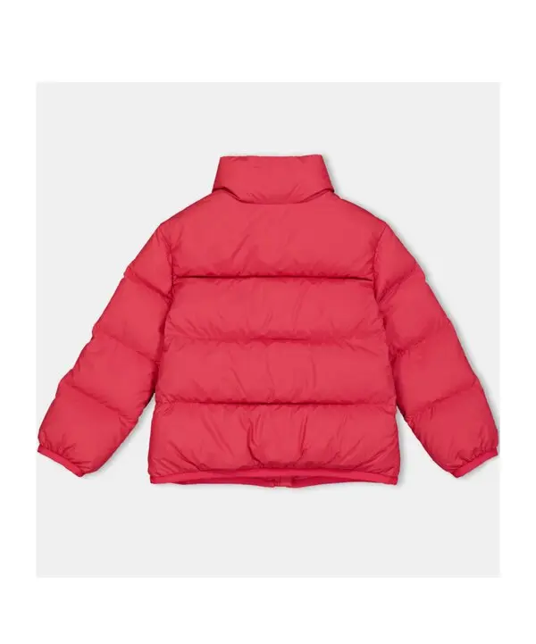 Moncler Quilted Down Jacket With Logo Patch - Red