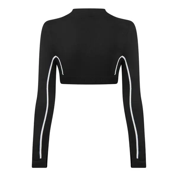 Off-White Off" Logo Cropped Long Sleeve T-shirt