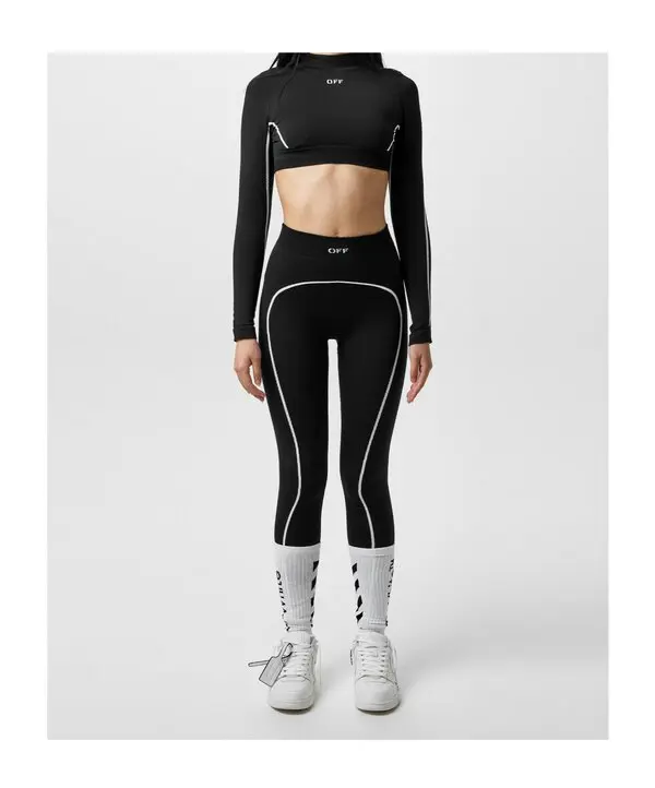 Off-White Off" Logo Cropped Long Sleeve T-shirt