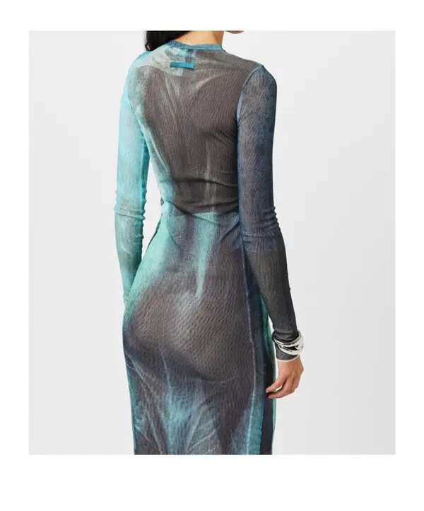 JEAN PAUL GAULTIER Round Neck Long Sleeve Gradient Dress