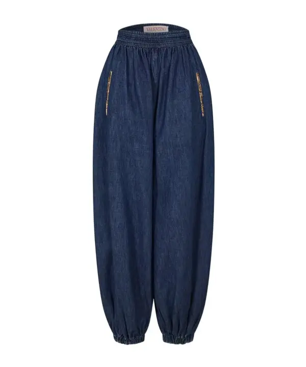 Valentino Garavani Embellished Denim Harem Trousers