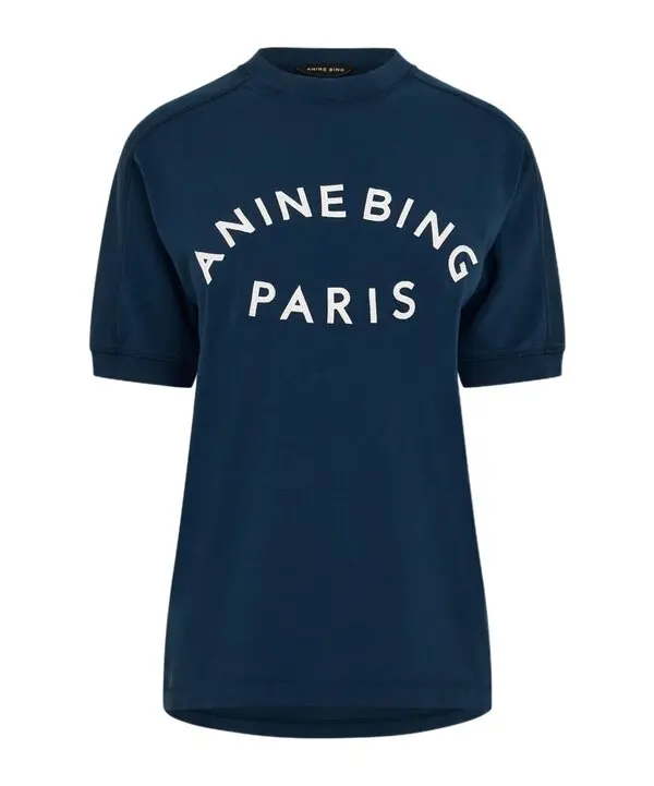 ANINE BING Round Neck Short-sleeved T-shirt - Dark Blue