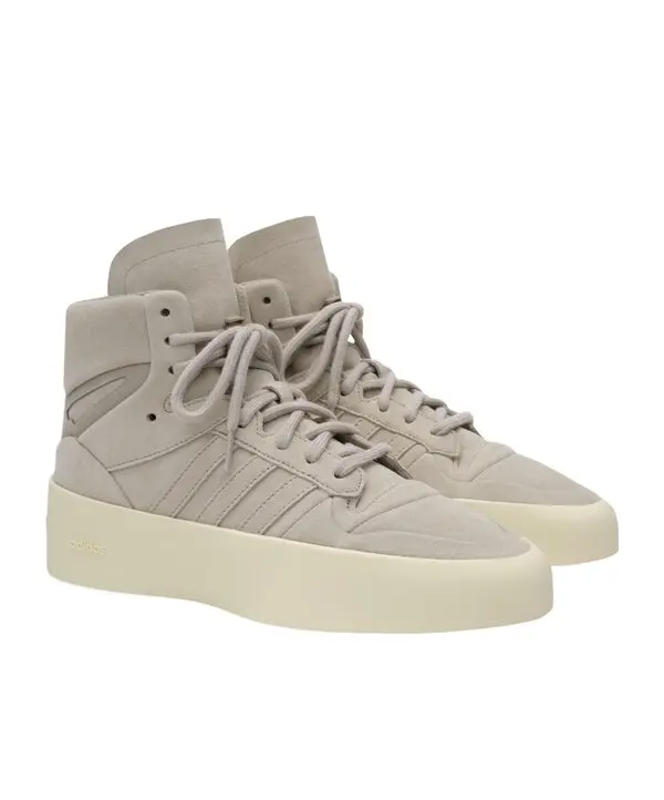 Adidas Light Grey Suede High-top Sneakers With Platform Sole