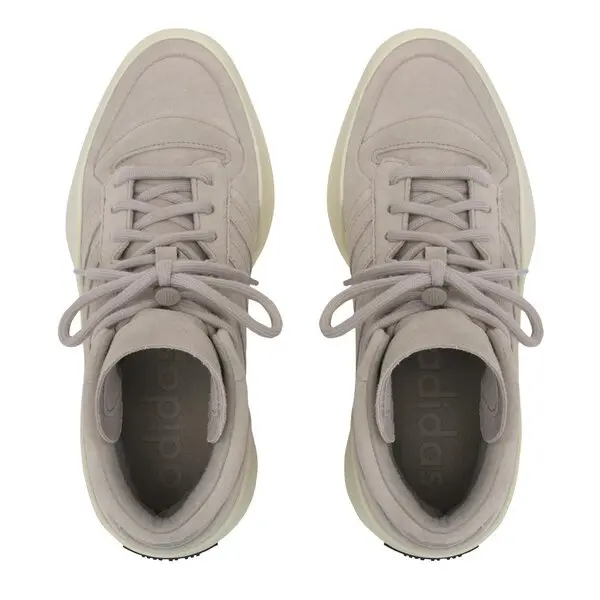 Adidas Light Grey Suede High-top Sneakers With Platform Sole