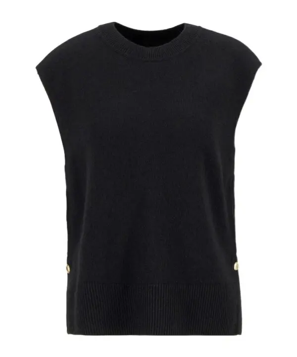 Barbour Sleeveless Crew Neck Sweater With Button Detail