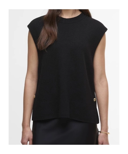 Barbour Sleeveless Crew Neck Sweater With Button Detail