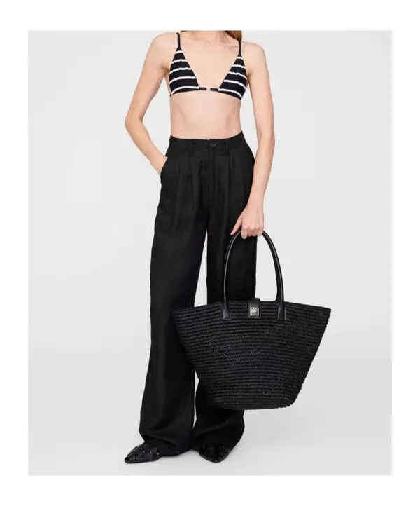 ANINE BING Striped Triangle Bikini Top
