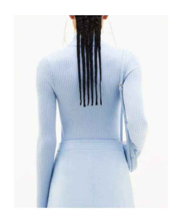 COURREGES High Neck Knitted Jumper With Embroidered Ac Logo - Blue