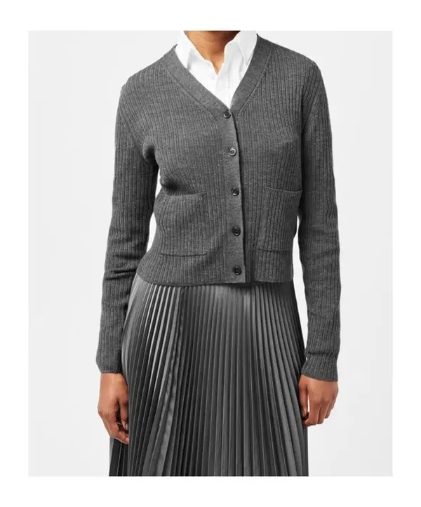 JOSEPH Ribbed Button-front Sweater With Patch Pockets
