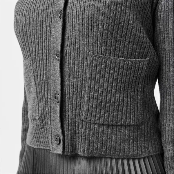 JOSEPH Ribbed Button-front Sweater With Patch Pockets