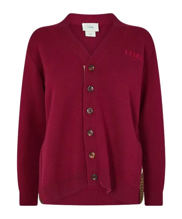 Fendi Embroidered Logo V-neck Cardigan