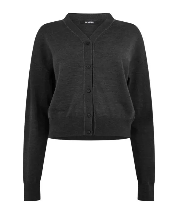Jacquemus Long Sleeve Cardigan With Lettering Detail