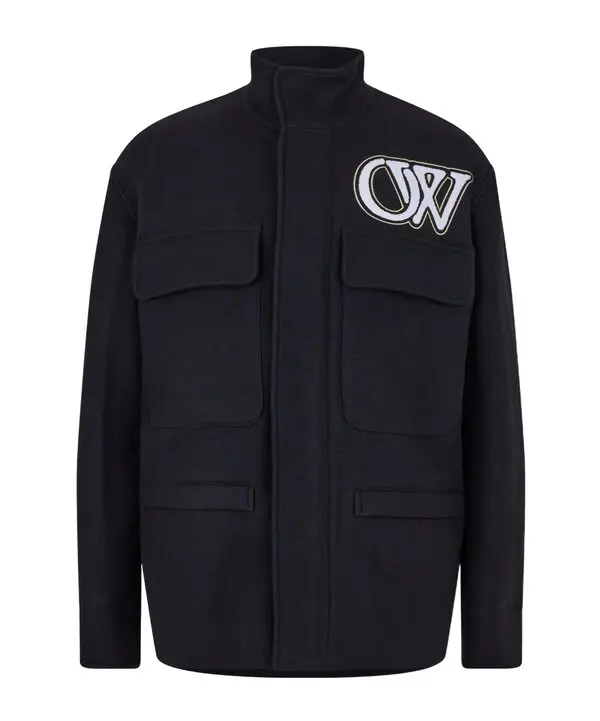 Off-White Stand Collar Jacket With Graphic Print