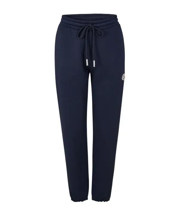Moncler Elastic Waist Track Pants With Logo Patch - Black