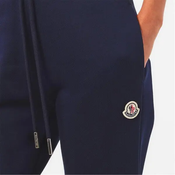 Moncler Elastic Waist Track Pants With Logo Patch - Black
