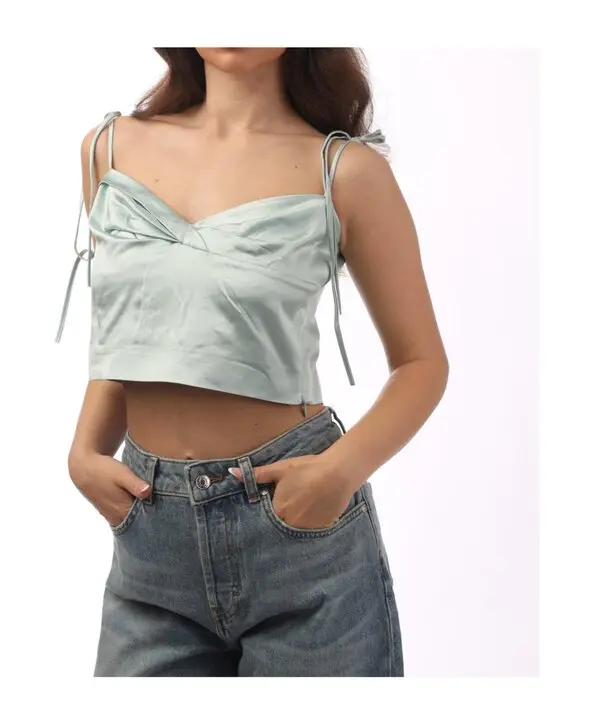 Off-White Blue Camisole Top With Tie Detail