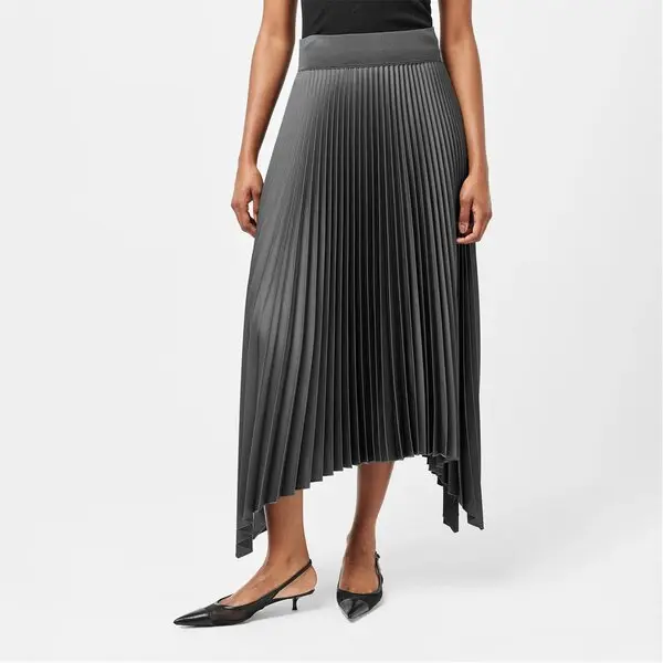 JOSEPH Asymmetrical Hem Pleated Skirt