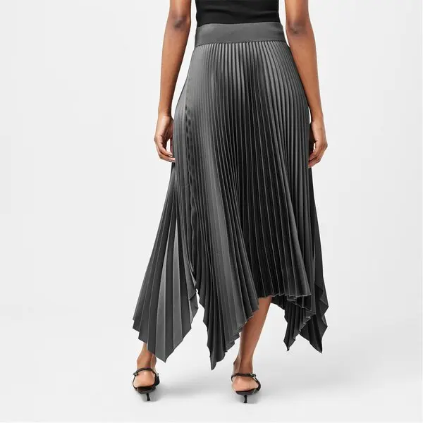 JOSEPH Asymmetrical Hem Pleated Skirt