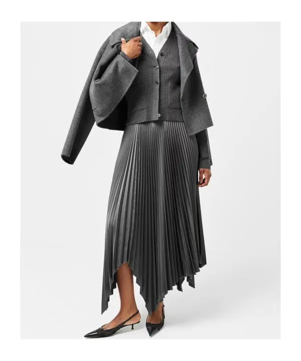 JOSEPH Asymmetrical Hem Pleated Skirt