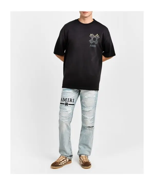 Amiri Distressed Light Wash Straight Leg Jeans