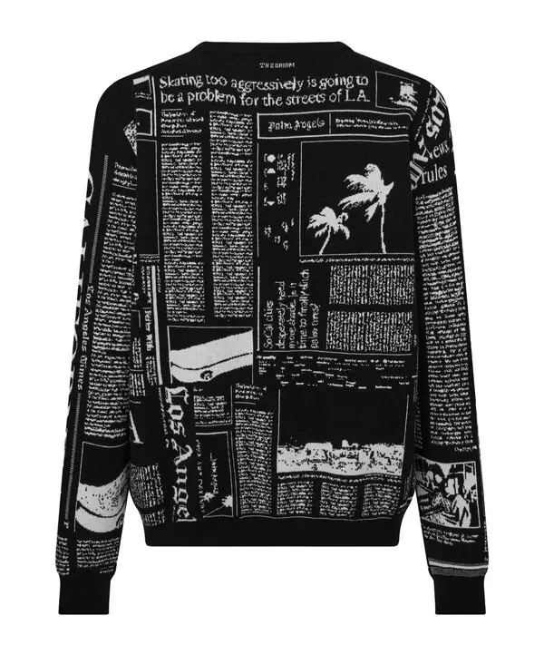 Palm Angels Minimalist Printed Crew Neck Jumper