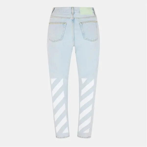 Off-White Straight Leg Cropped Logo Jeans