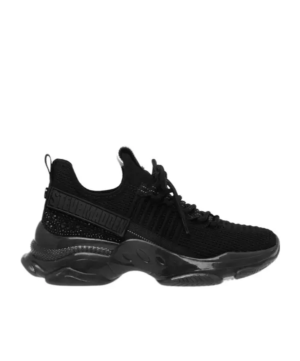 Steve Madden Maxilla Low-top Runners With Metallic Detailing - Black