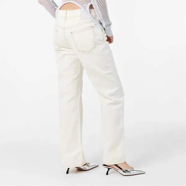 Off-White Straight-leg Jeans With Contrast Stitching