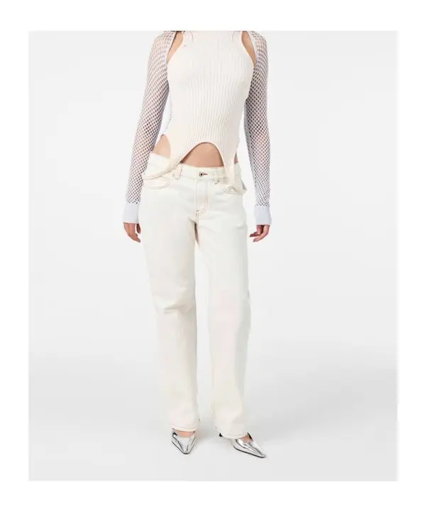 Off-White Straight-leg Jeans With Contrast Stitching