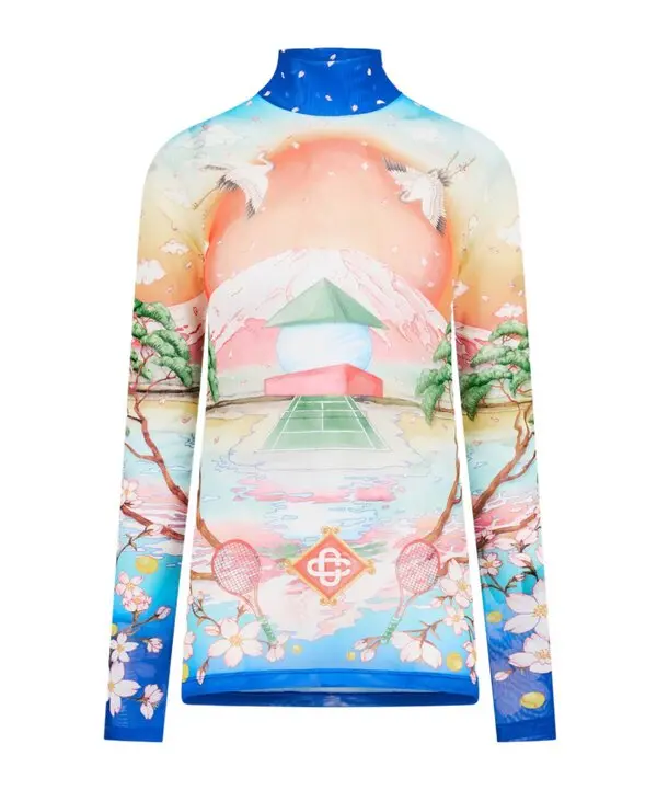 Casablanca Printed High Neck Long Sleeve T-shirt - Multicolor