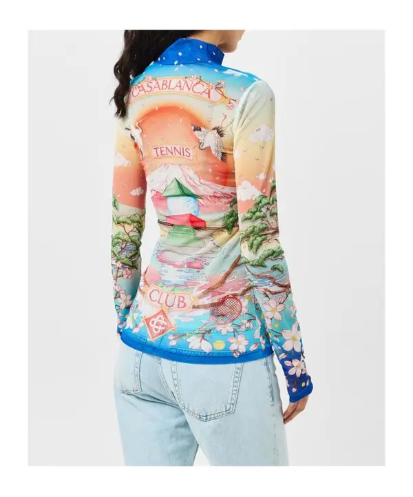 Casablanca Printed High Neck Long Sleeve T-shirt - Multicolor