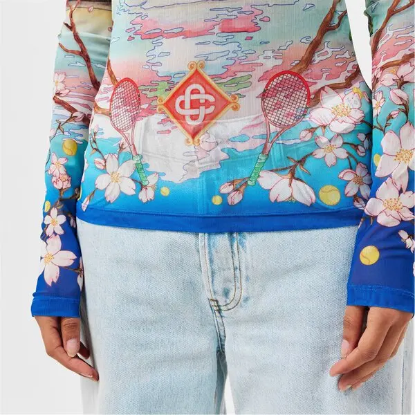 Casablanca Printed High Neck Long Sleeve T-shirt - Multicolor