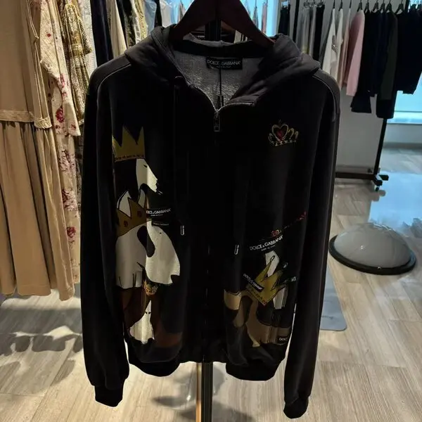 Dolce & Gabbana Dog Print Zip-up Hooded Jacket