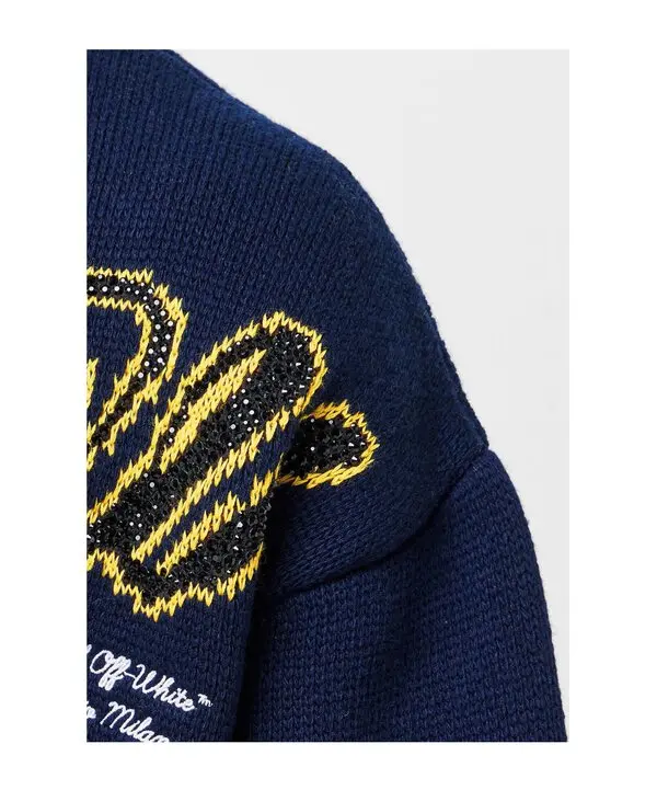Off-White Multicolor Letter And Planet Jacquard Knit Cardigan