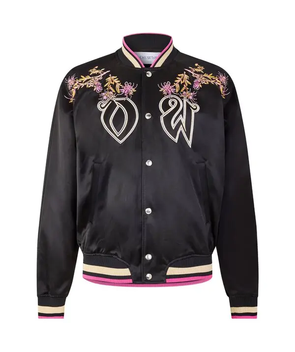 Off-White Printed Casual Jacket With Stand-up Collar