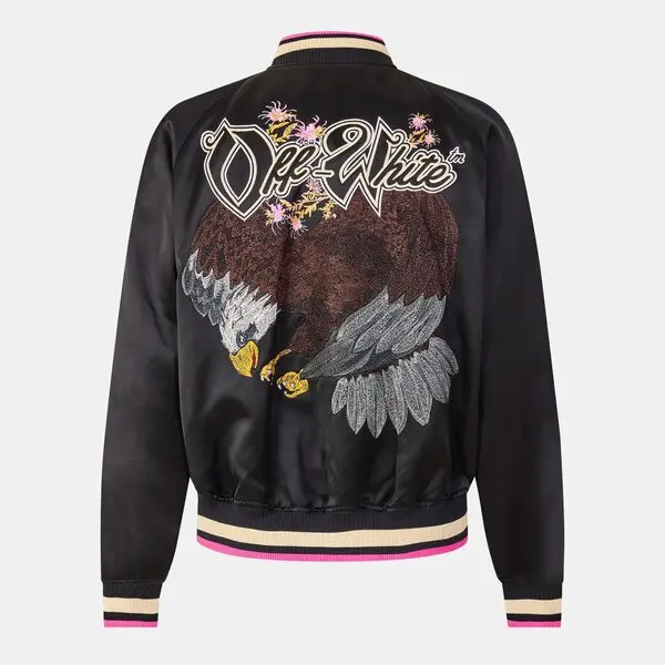 Off-White Printed Casual Jacket With Stand-up Collar