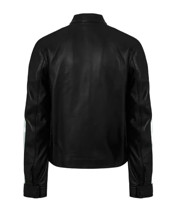 Casablanca Logo Zip-up Leather Jacket