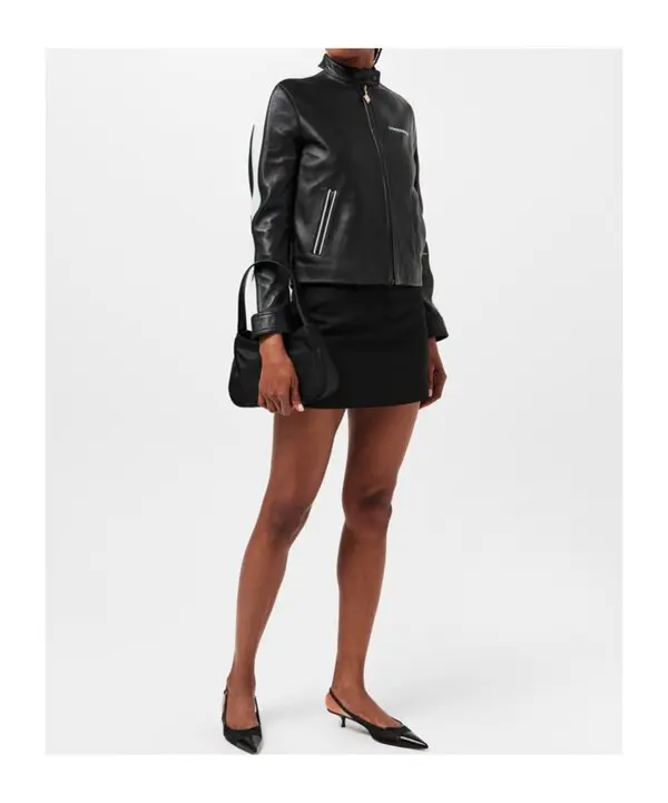 Casablanca Logo Zip-up Leather Jacket