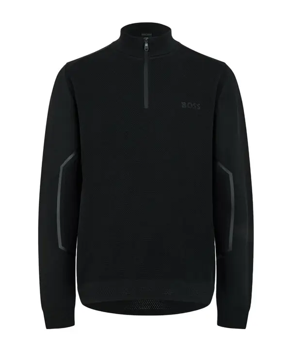 Hugo Boss Half-zip Stand Collar Long-sleeve Knit Top