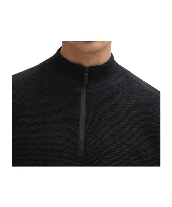 Hugo Boss Half-zip Stand Collar Long-sleeve Knit Top