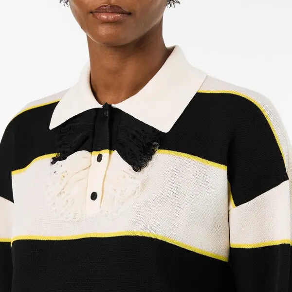 Alexander McQueen Collared Striped Knit Polo Shirt