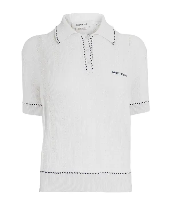Alexander McQueen Knitted Polo Shirt - White