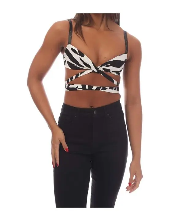 Off-White Zebra Print Twisted Lace-up Top